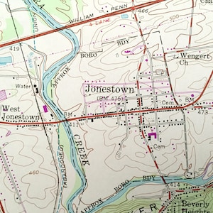 Antique Fredericksburg, Pennsylvania 1955 US Geological Survey ...