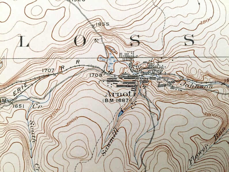 Antique Blossburg, Pennsylvania 1927 US Geological Survey Topographic ...