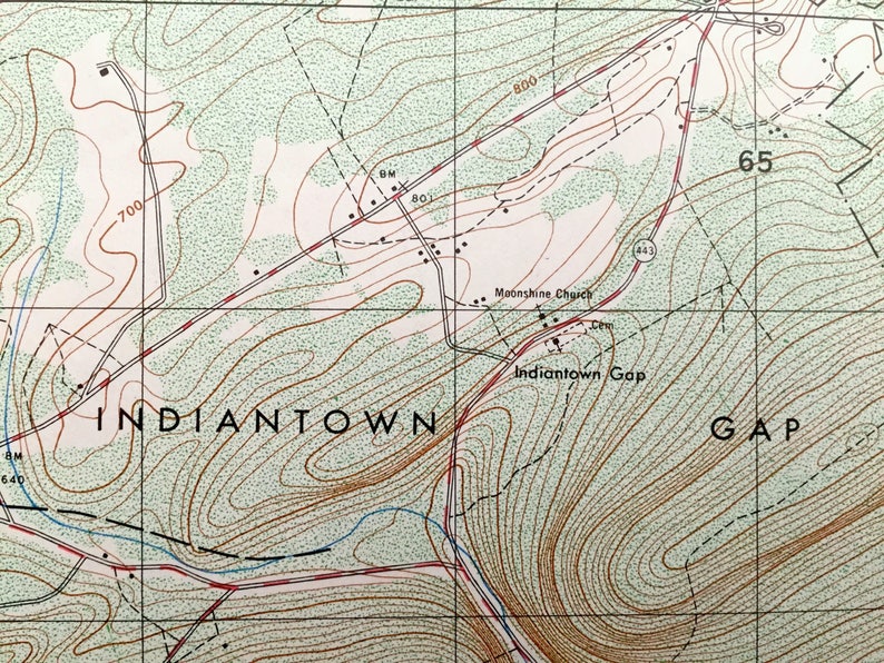 Antique Indiantown Gap, Pennsylvania 1947 US Geological Survey ...