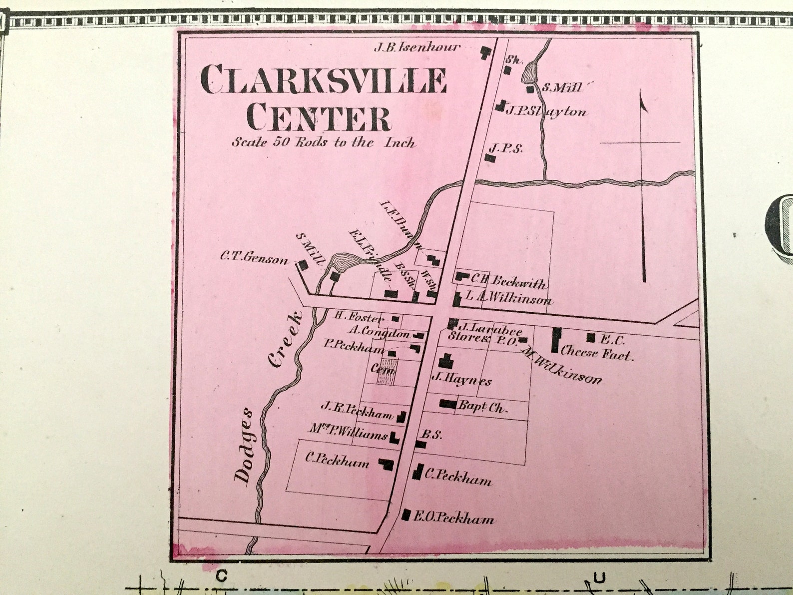 Antique 1869 Clarksville, New York Map From D.G. Beers Atlas of ...