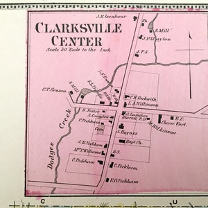 Antique 1869 Clarksville, New York Map From D.G. Beers Atlas of ...
