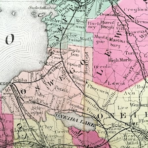 Antique 1874 New York State Map From Pomeroy, Whitman & Co. Atlas of ...
