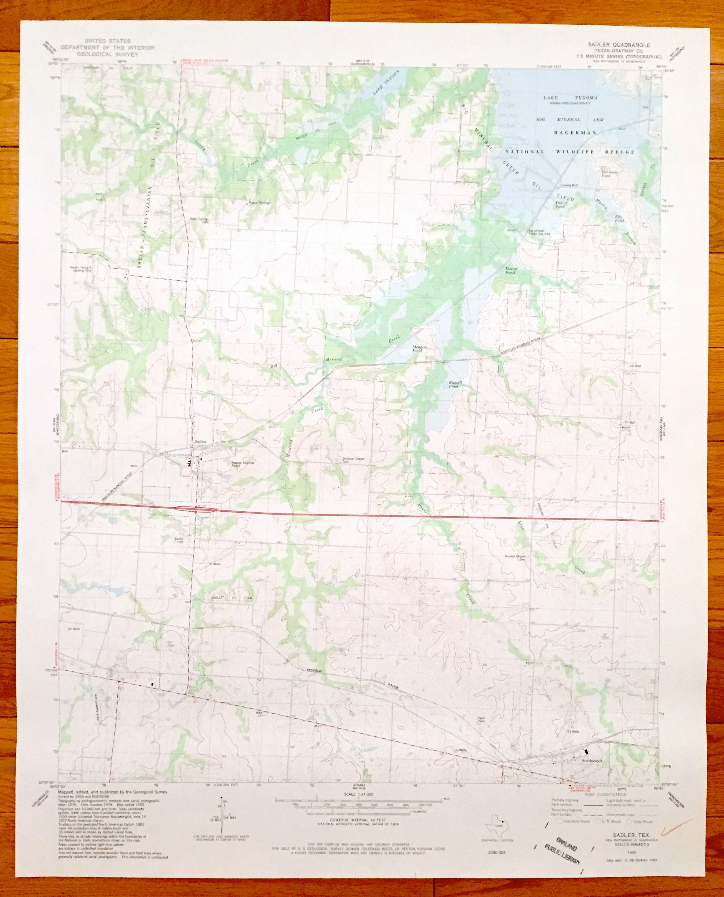 Antique Sadler, Texas 1982 US Geological Survey Topographic Map – Lake ...