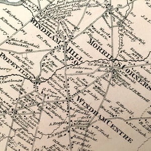 Antique 1871 Windham, Maine Map From F.W. Beers Atlas of Cumberland ...