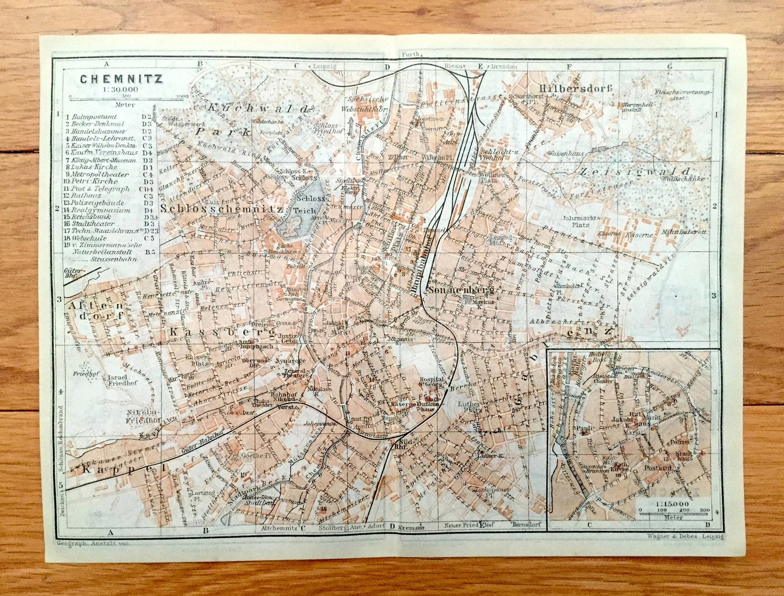 Antique 1925 Chemnitz Zwickau and Freiberg Germany Map from | Etsy