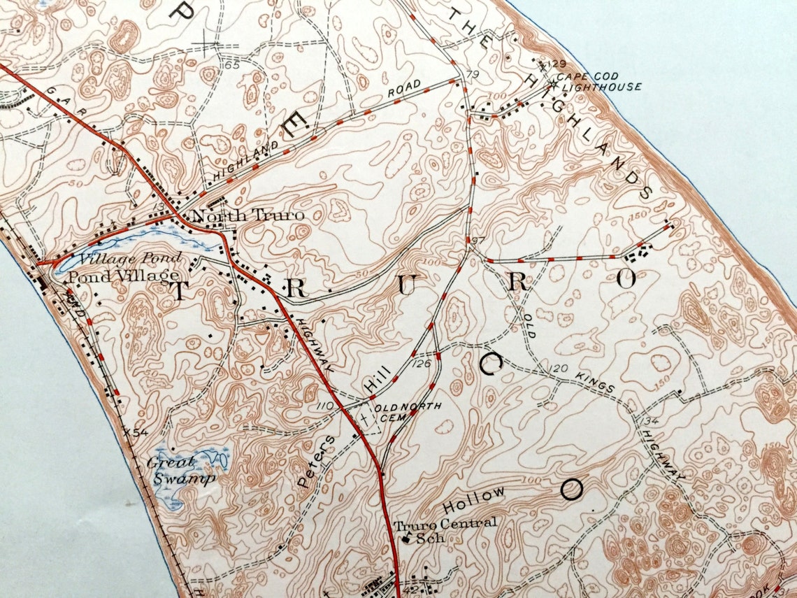Antique Truro Cape Cod Massachusetts 1944 US Geological - Etsy