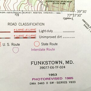 Antique Funkstown, Maryland 1953 US Geological Survey Topographic Map ...