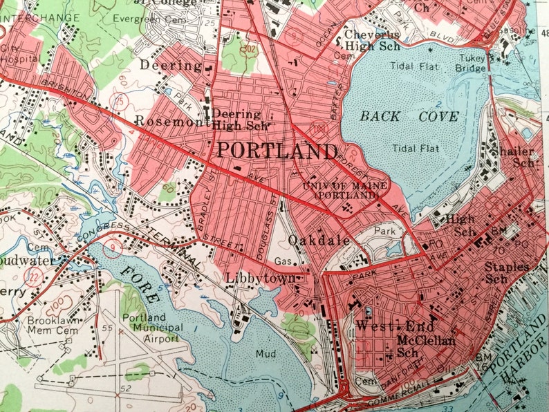 Antique Portland Maine 1957 US Geological Survey Topographic | Etsy