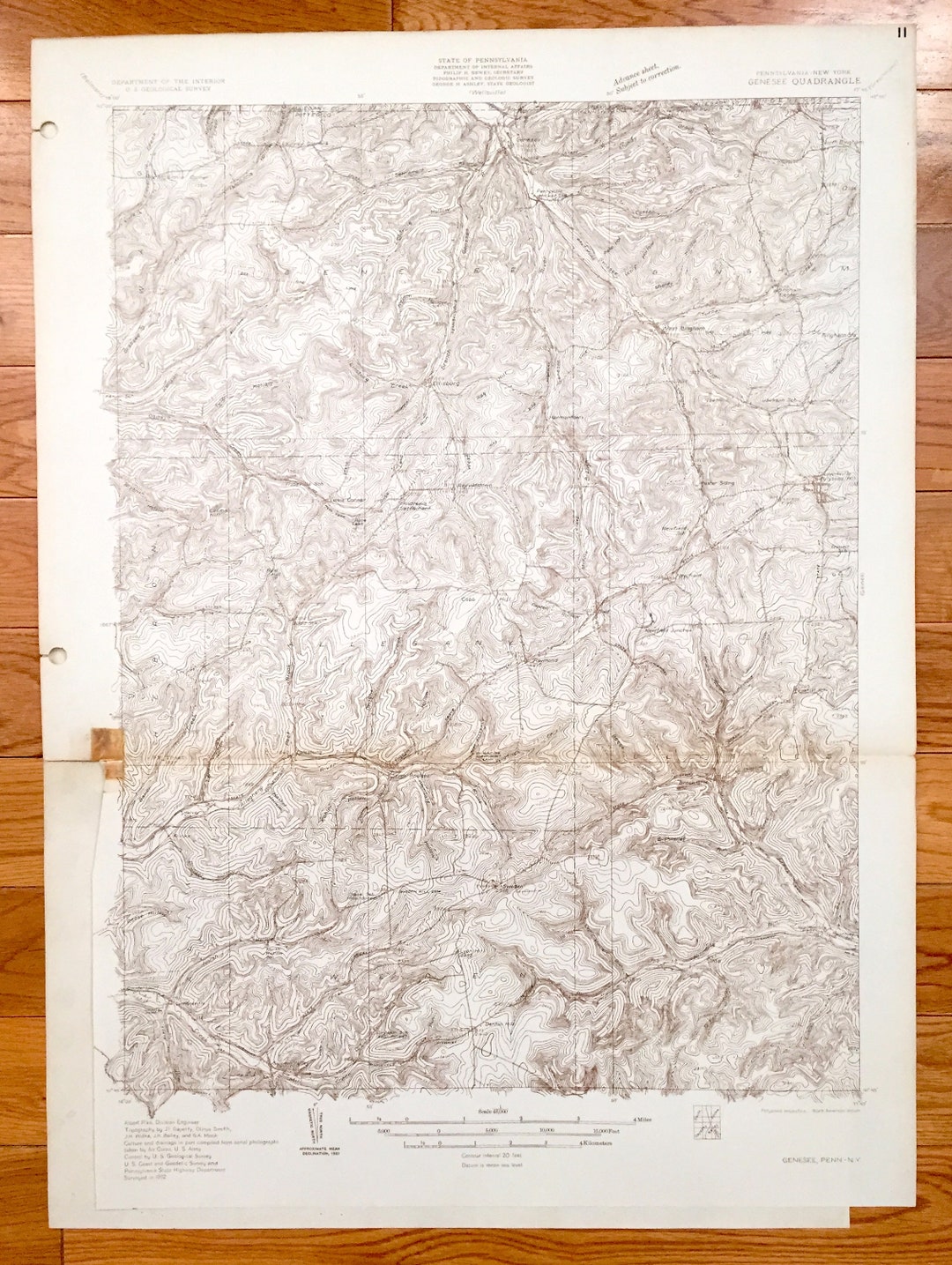 Antique Genesee, Pennsylvania 1932 US Geological Survey Topographic Map ...