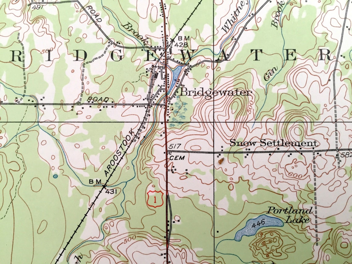 Antique Bridgewater Maine 1951 US Geological Survey - Etsy