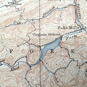 Antique Bramwell, West Virginia 1924 US Geological Survey Topographic ...