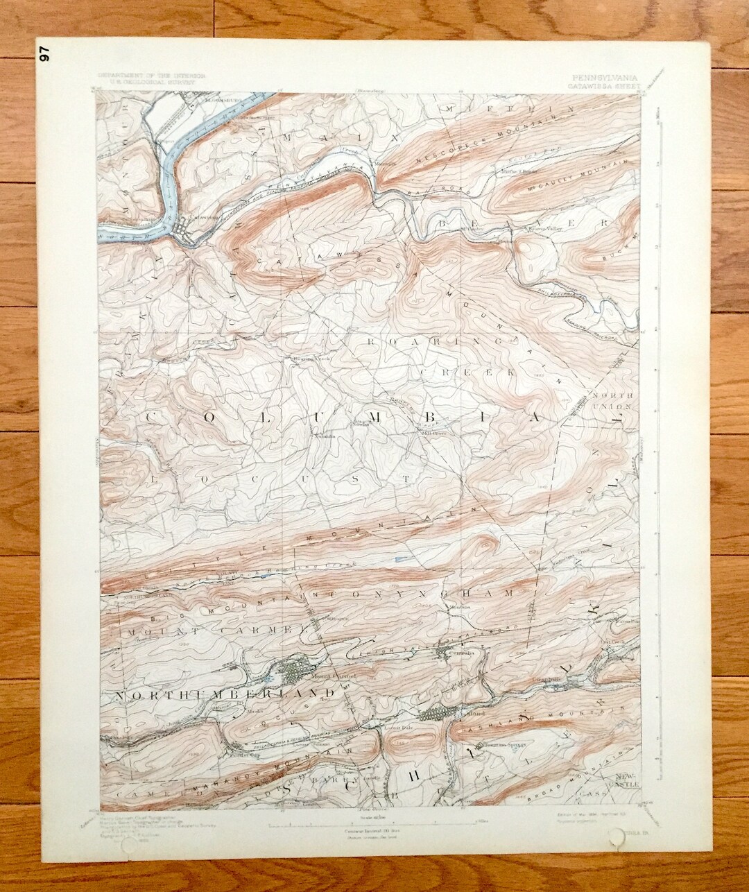 Antique Catawissa, Pennsylvania 1894 US Geological Survey Topographic ...