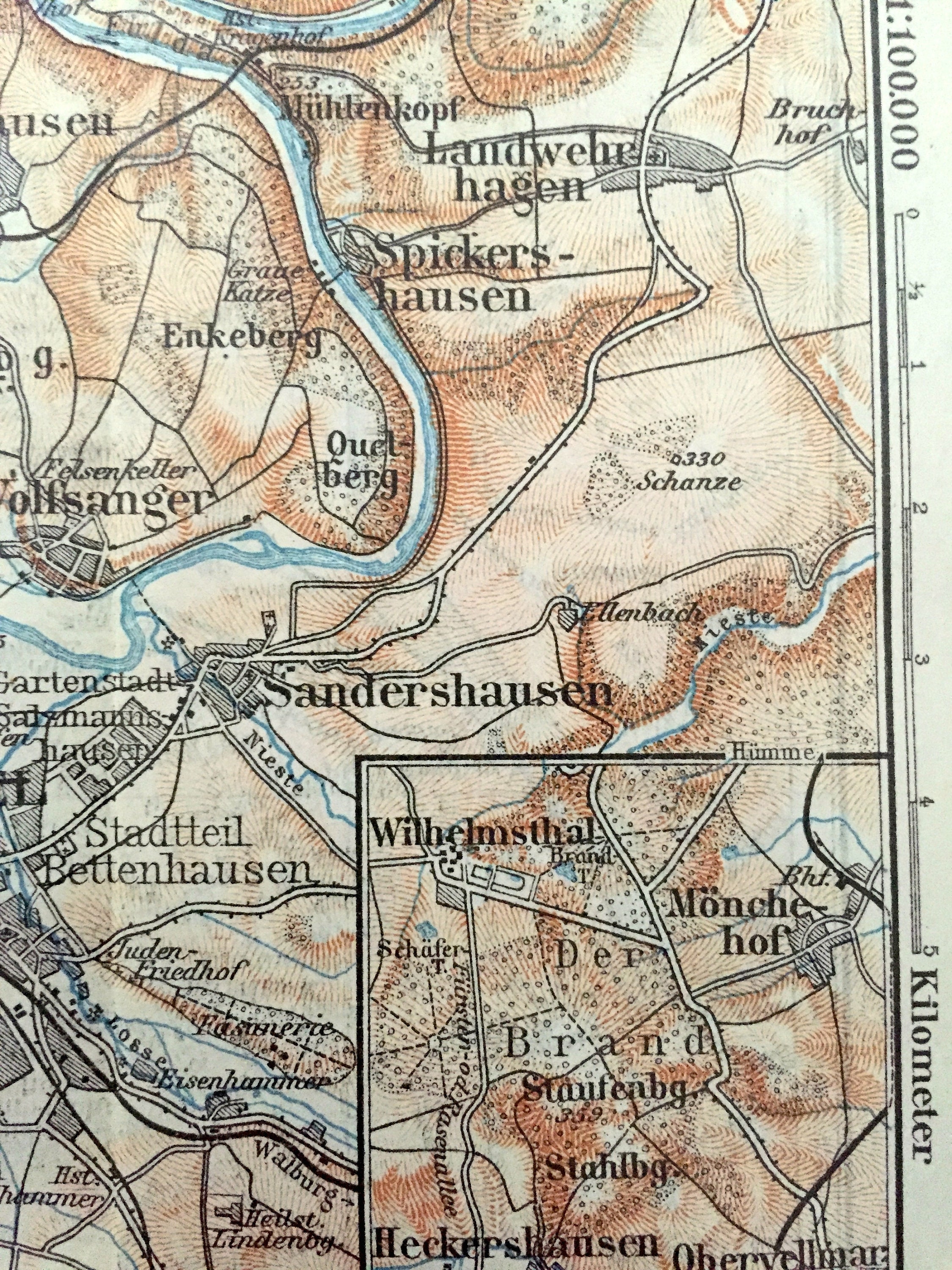 Antique 1925 Cassel, Germany Map From Baedekers Guide Atlas – Waldau ...