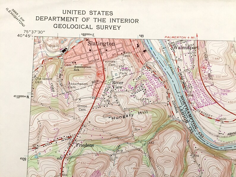 Antique Cementon Pennsylvania 1964 US Geological Survey - Etsy