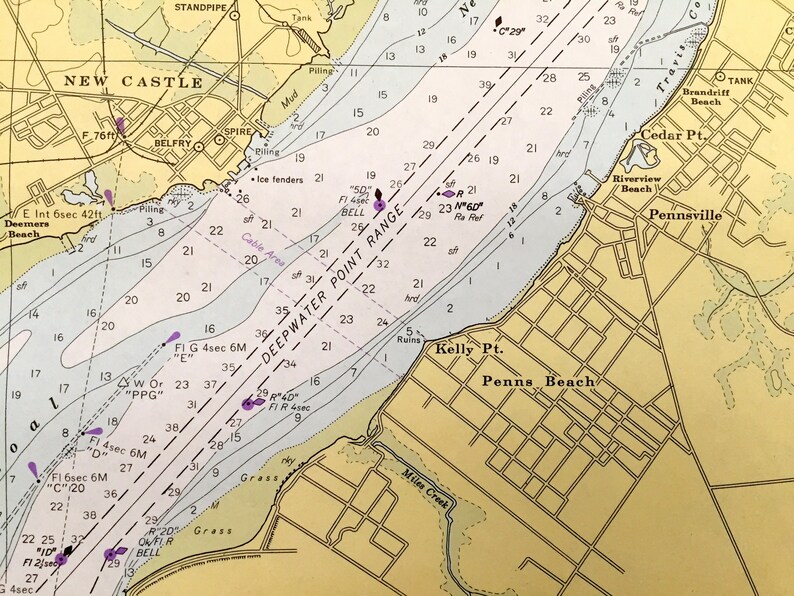 Antique Delaware River 1975 US Coast Guard NOAA Nautical Map | Etsy