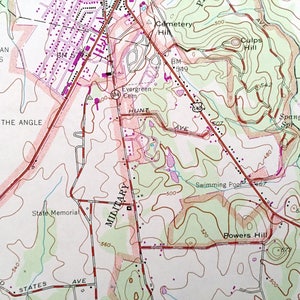 Antique Gettysburg, Pennsylvania 1951 US Geological Survey Topographic ...