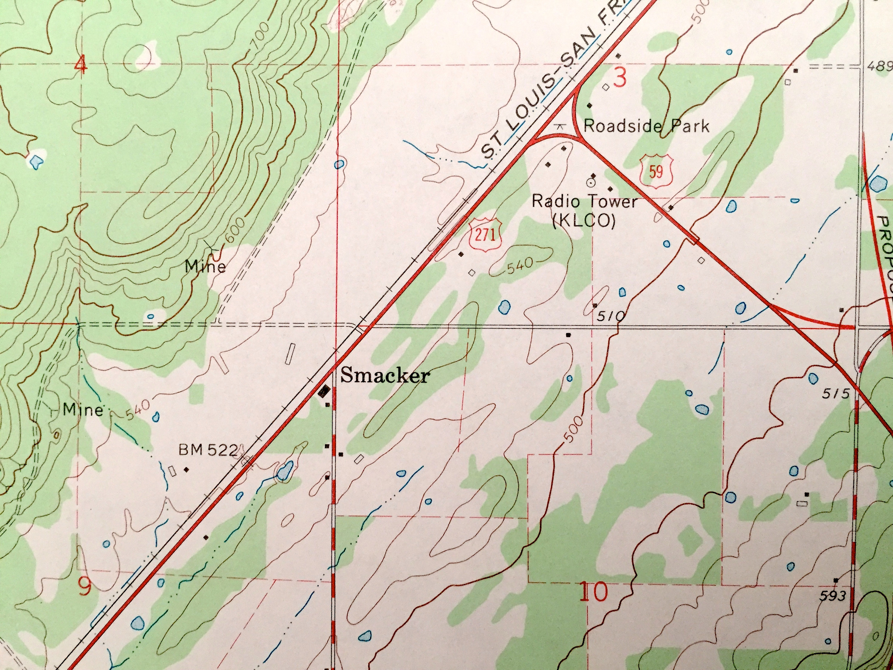 Antique Poteau West, Oklahoma 1968 US Geological Survey Topographic Map ...