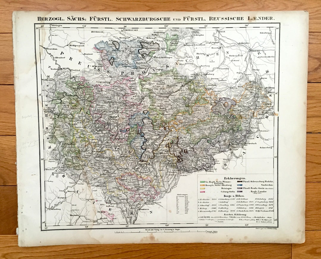 Antique 1855 Eastern Germany Map From Sohr Berghaus Atlas by Carl ...
