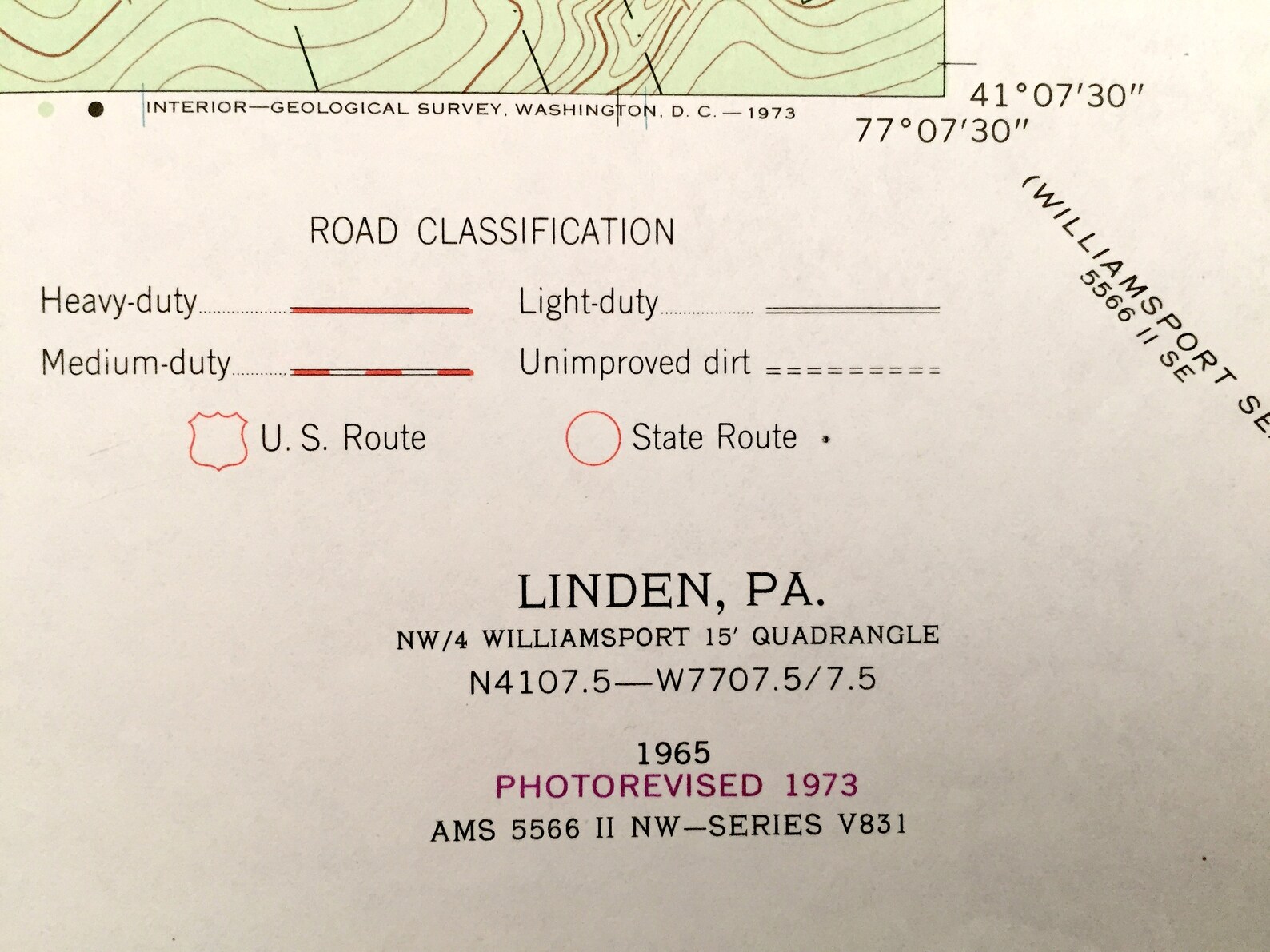 Antique Linden, Pennsylvania 1965 US Geological Survey Topographic Map ...