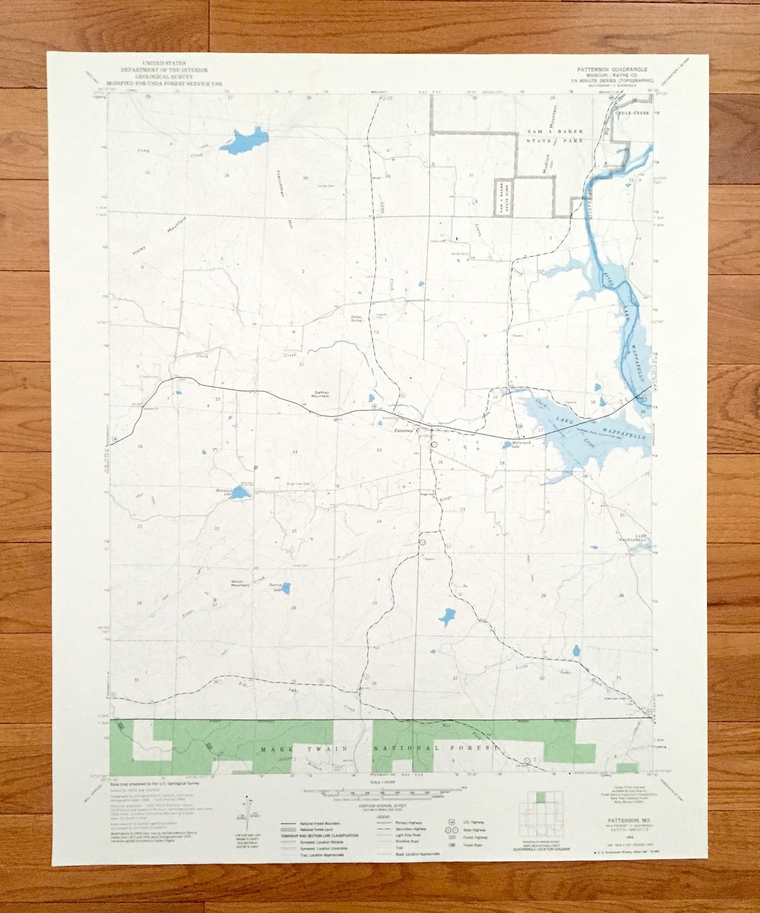 Antique Patterson, Missouri 1968 US Geological Survey Topographic Map ...