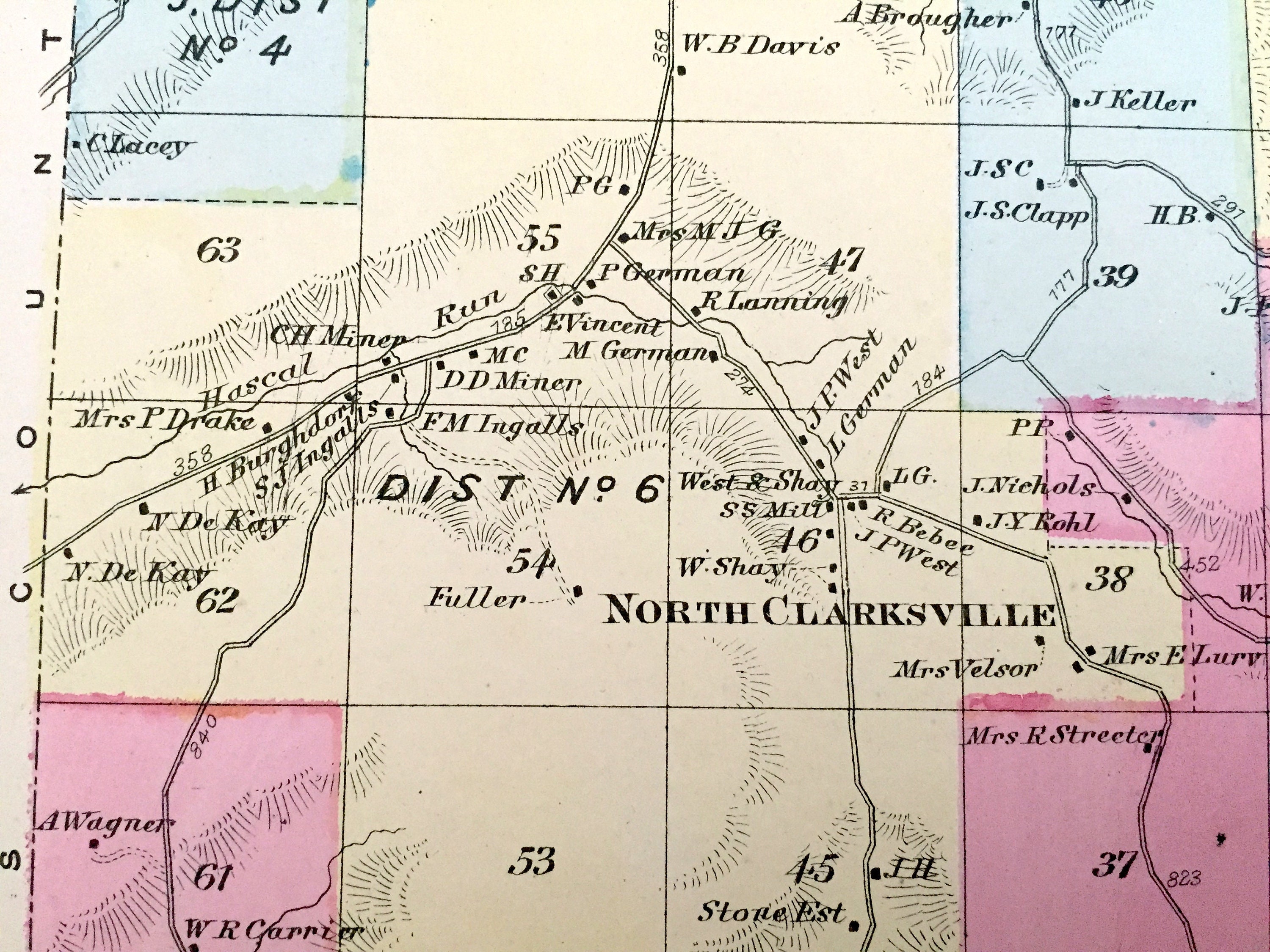 Antique 1869 Clarksville, New York Map From D.G. Beers Atlas of ...