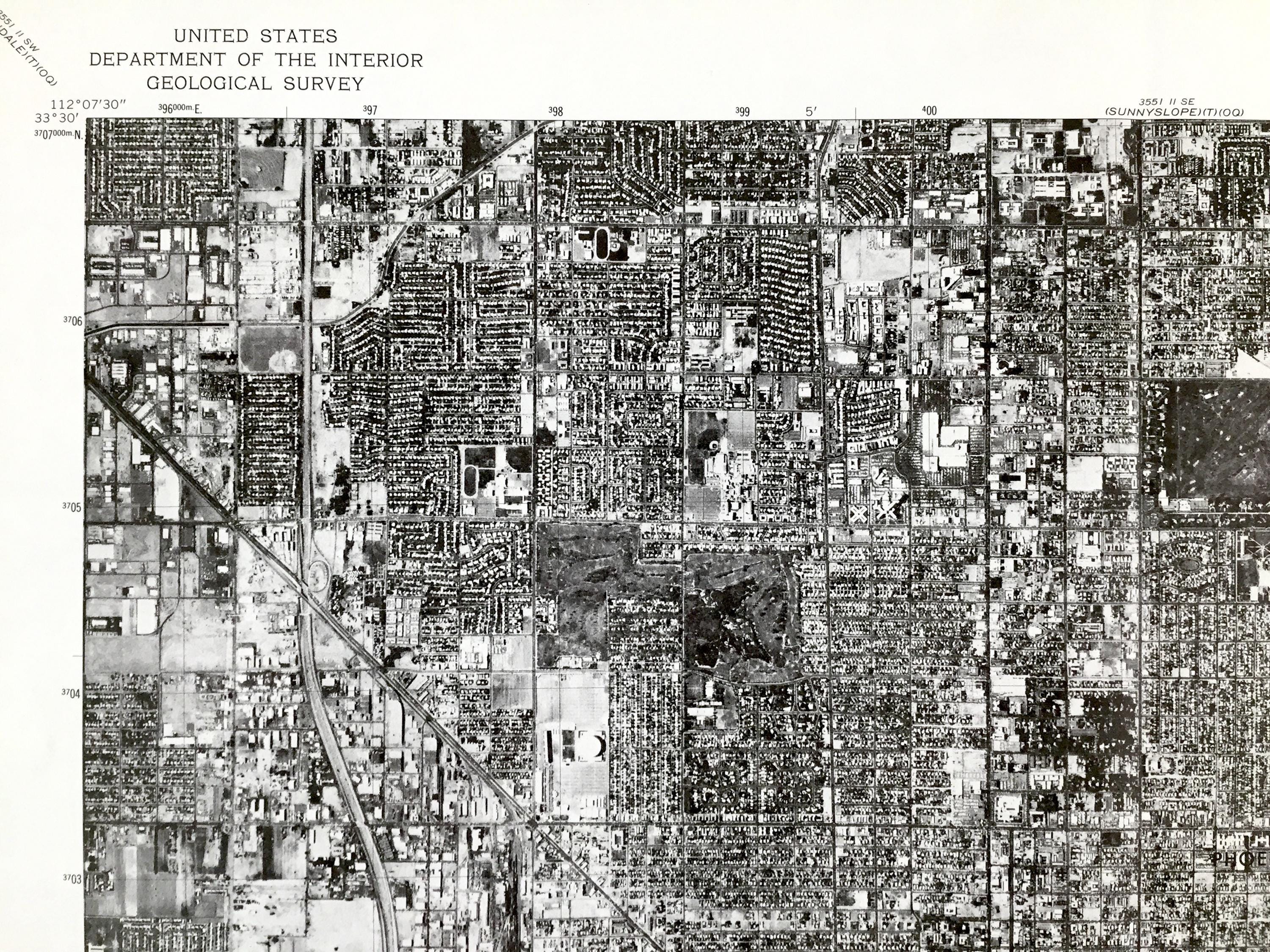 Antique Phoenix, Arizona 1971 US Geological Survey Orthophoto Map ...