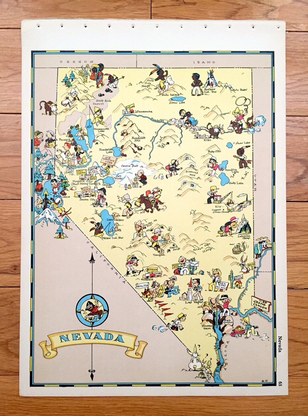 Antique 1938 Nevada State Map From Our Gay Geography by Ruth Taylor ...