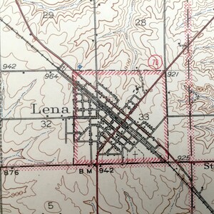 Antique Lena, Illinois 1943 US Geological Survey Topographic Map Warren ...