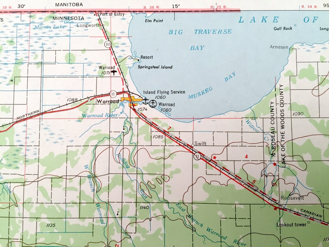 Antique Roseau Minnesota 1954 US Geological Survey - Etsy UK