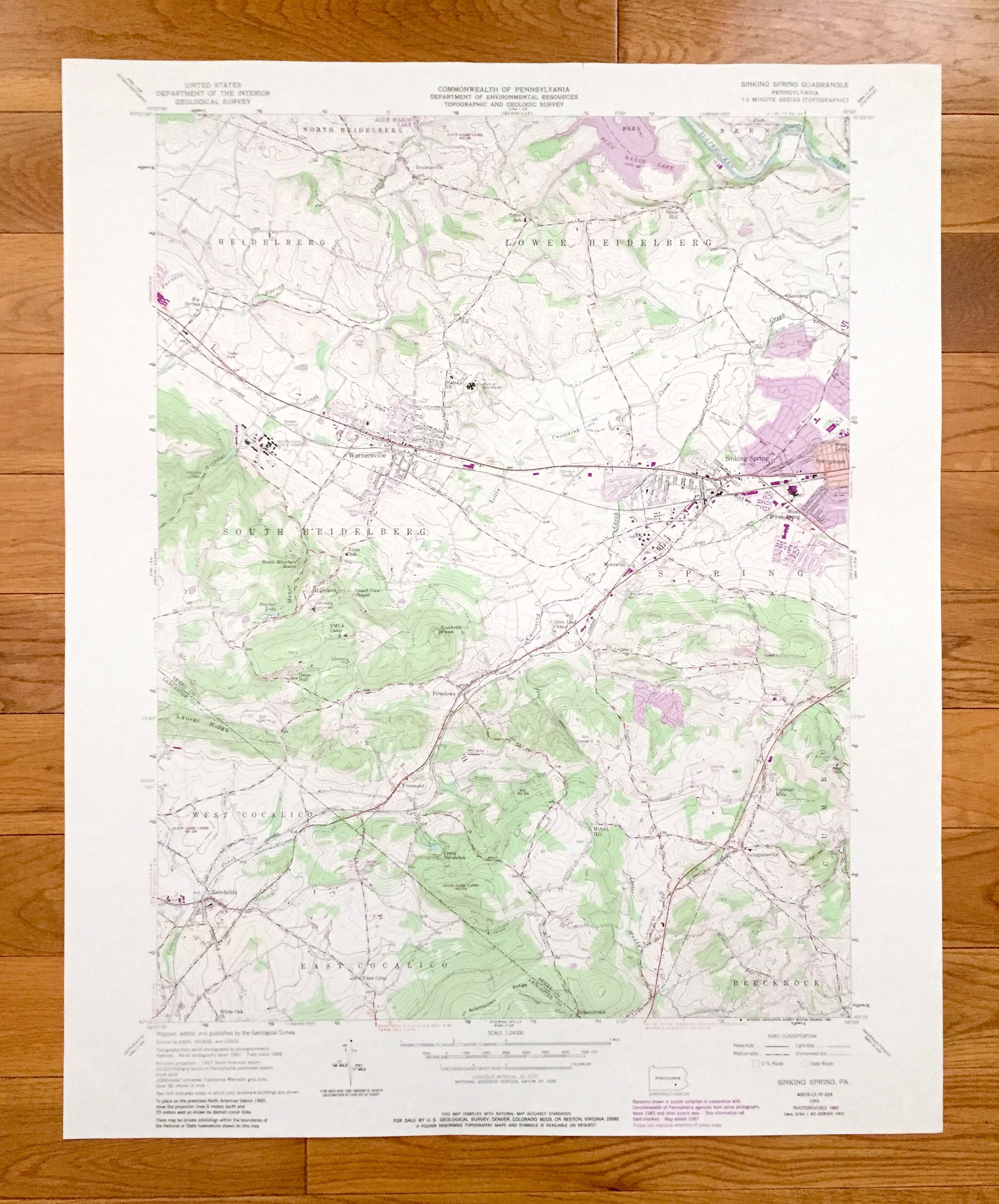 Antique Sinking Spring Pennsylvania 1955 US Geological Survey - Etsy Canada