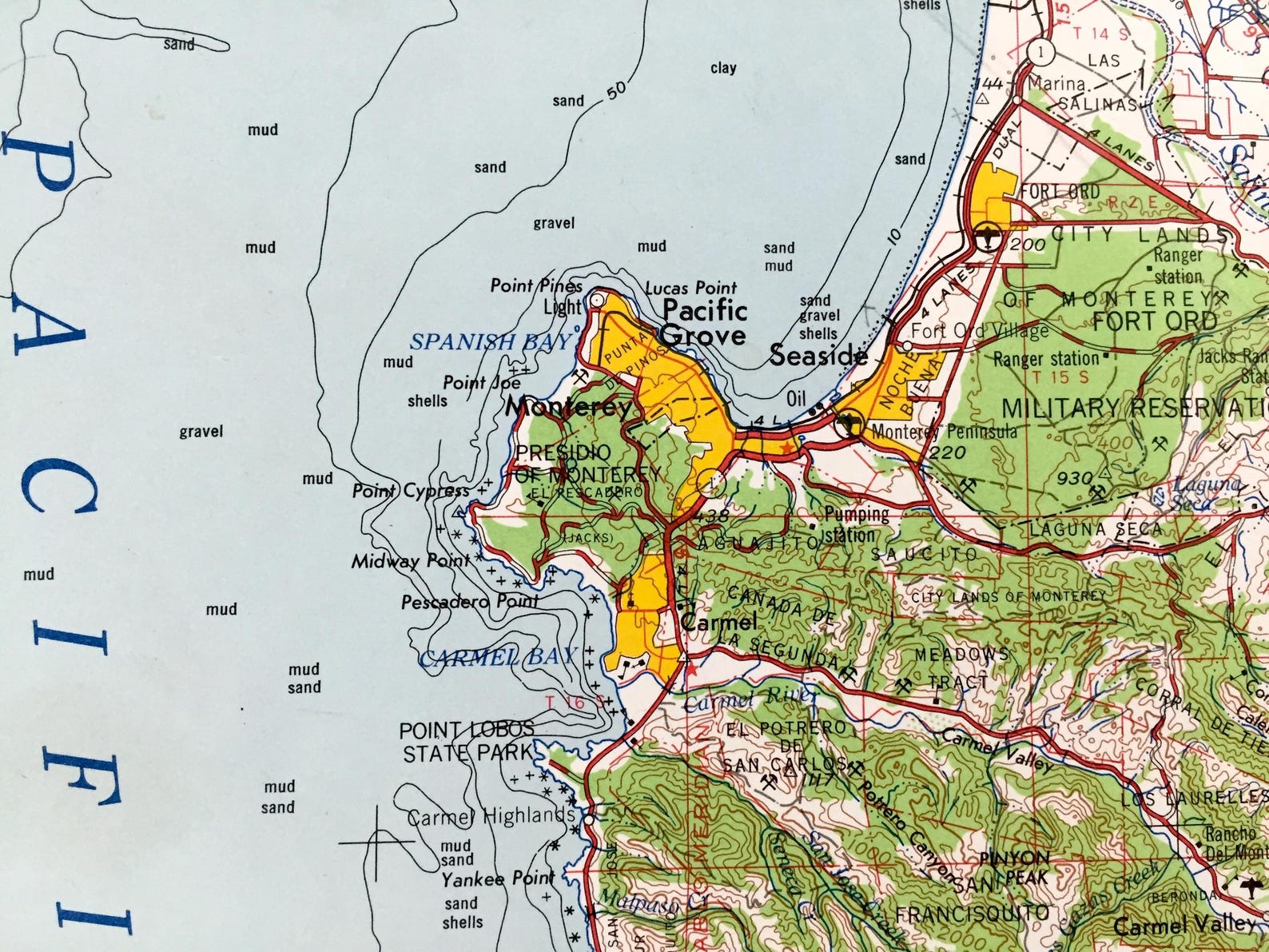 Antique Monterey, California 1958 US Geological Survey Topographic Map ...