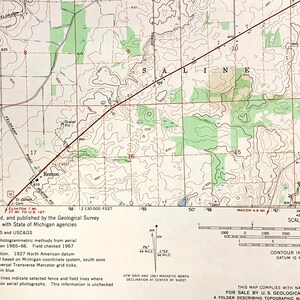 Antique Saline, Michigan 1967 US Geological Survey Topographic Map ...