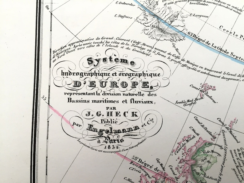 Antique 1832 Ancient European River Basin Map From JG Heck's Atlas ...
