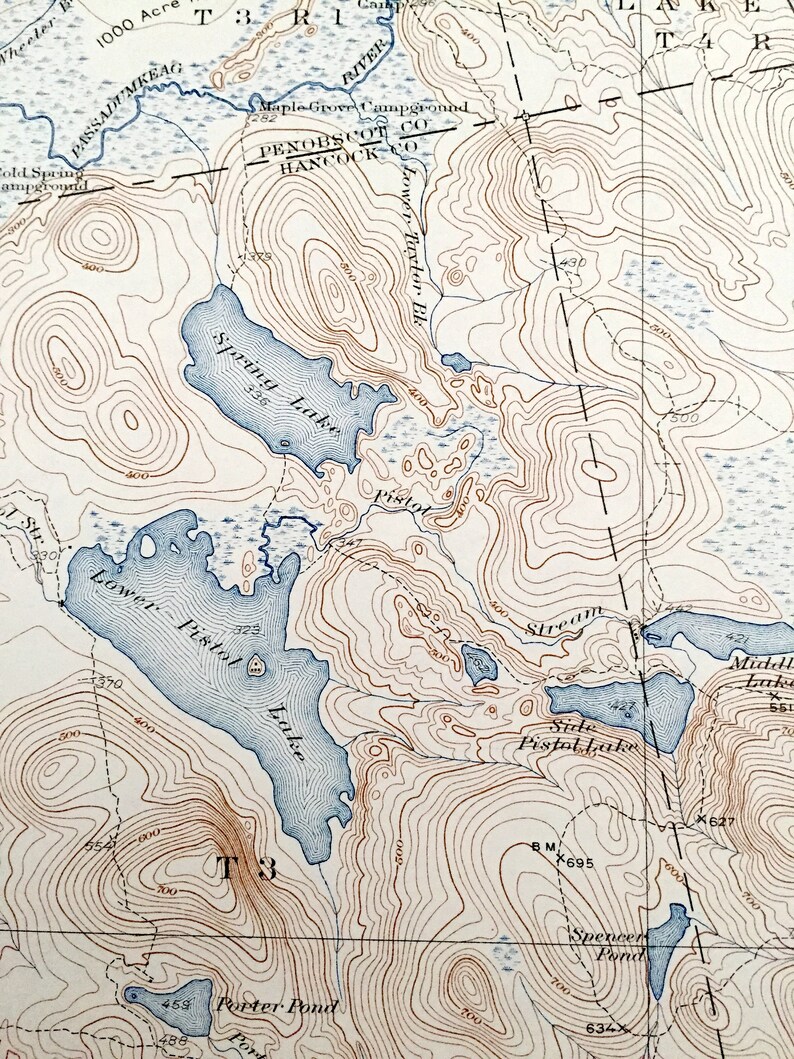 Antique Nicatous Lake, Maine 1934 US Geological Survey Topographic Map ...