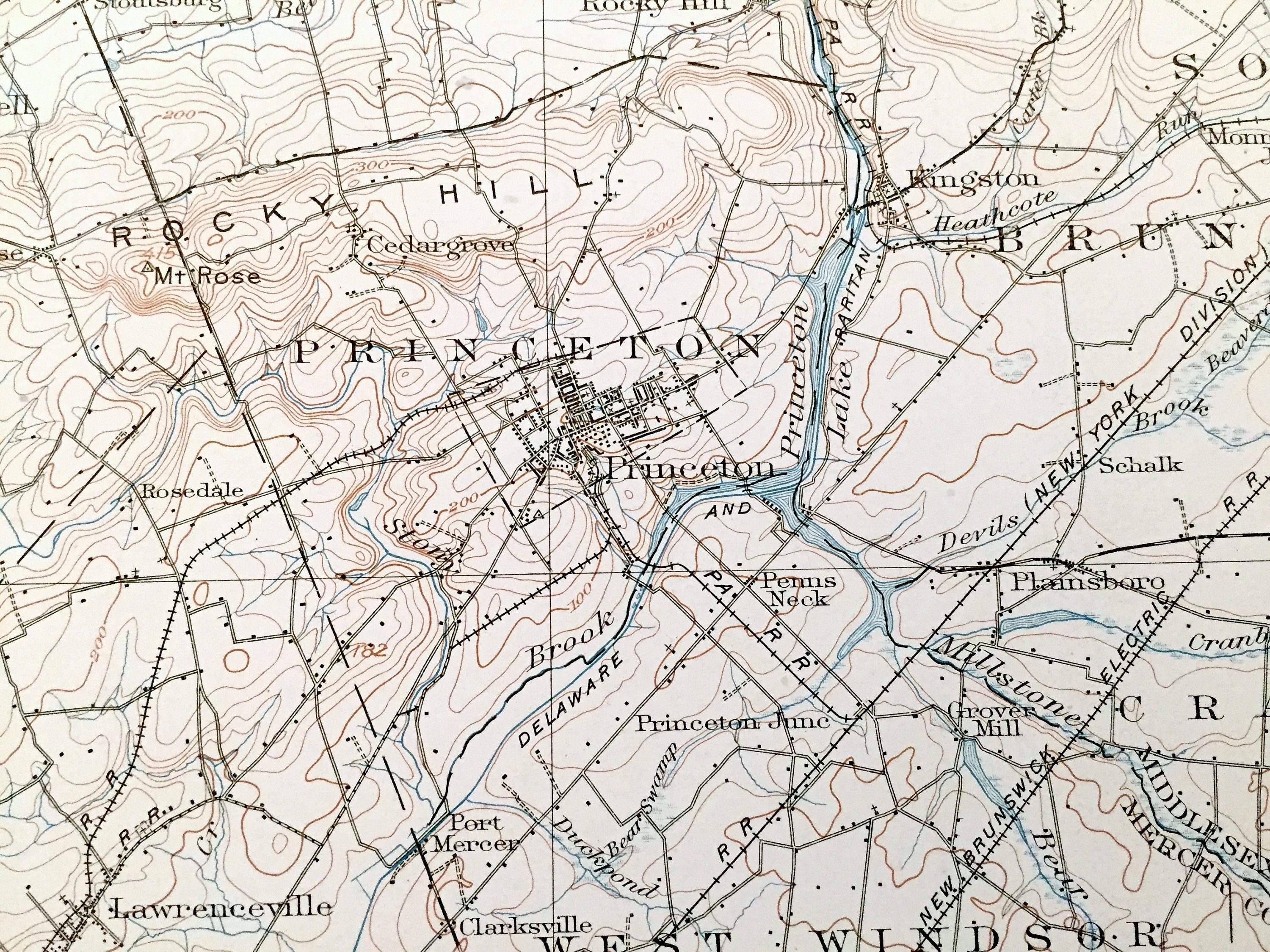 Antique New Jersey 1907 US Geological Survey Map Princeton ...