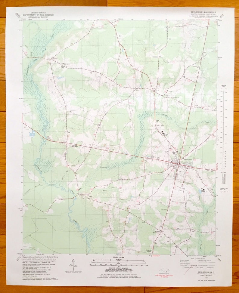 Antique Beulaville, North Carolina 1981 US Geological Survey ...