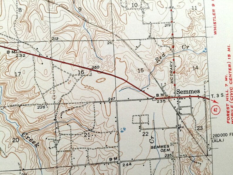 Antique Wilmer, Alabama 1944 US Geological Survey Topographic Map ...