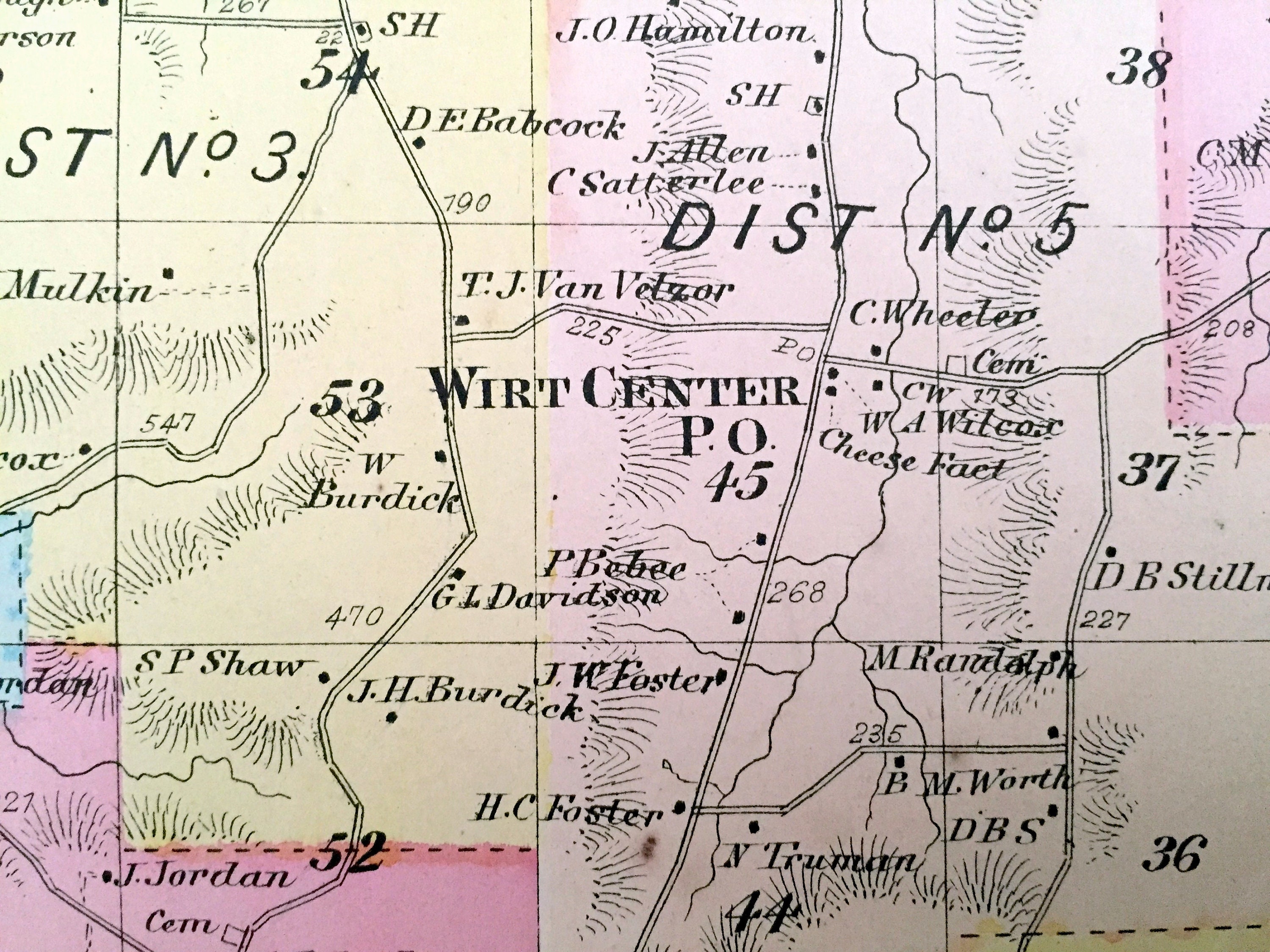 Antique 1869 Wirt, New York Map From D.G. Beers Atlas of Allegany ...