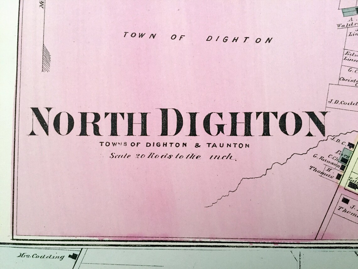 Antique 1871 Dighton Massachusetts Map From F.W. Beers Atlas - Etsy