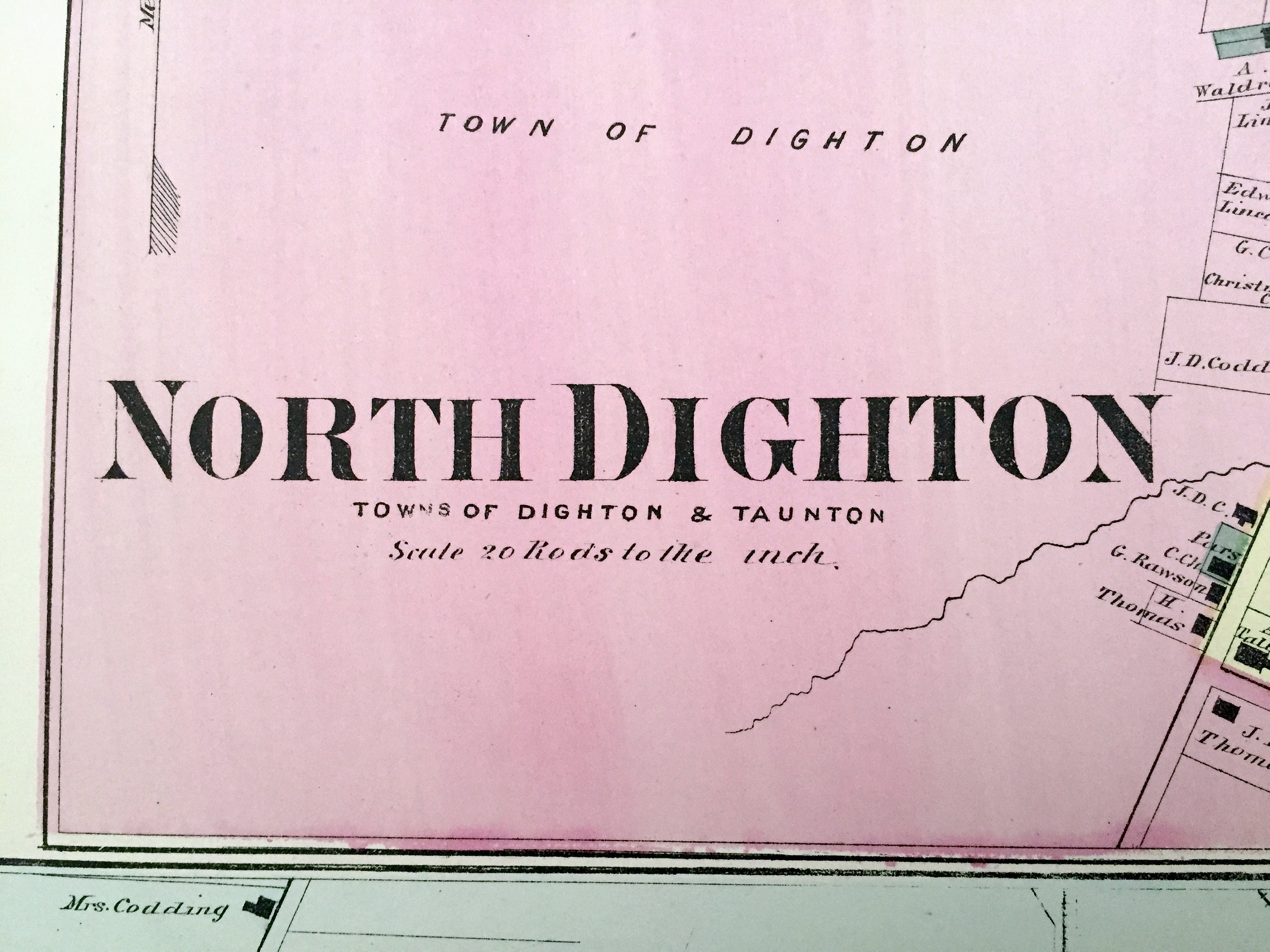 Antique 1871 Dighton Massachusetts Map from F.W. Beers Atlas | Etsy