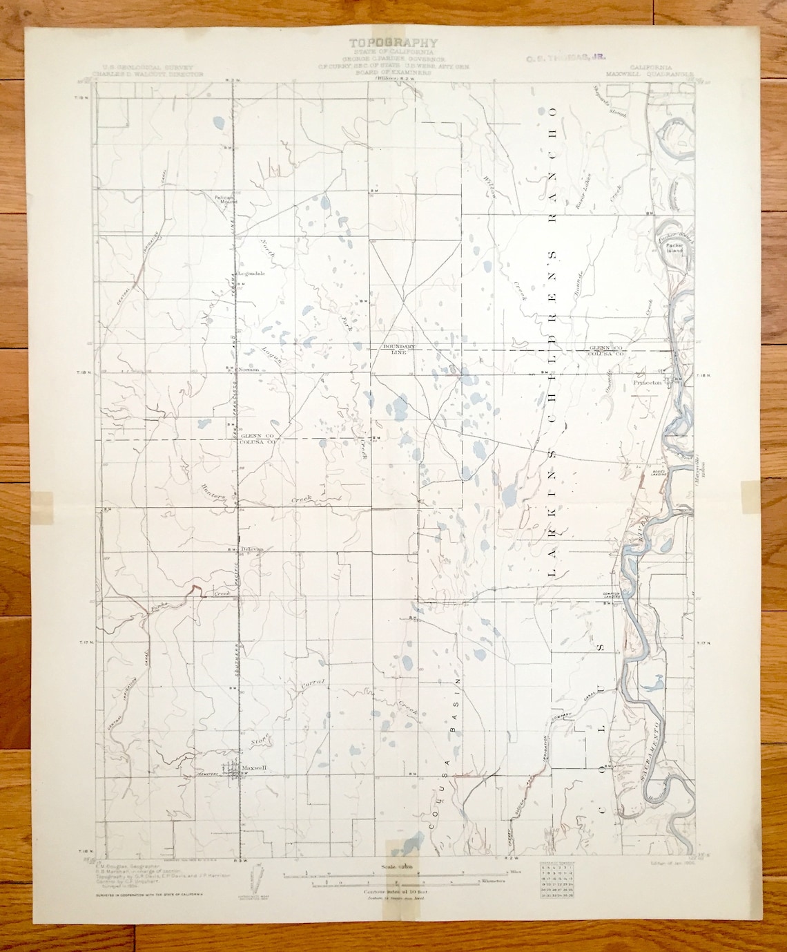 Antique Maxwell, California 1906 US Geological Survey Topographic Map ...