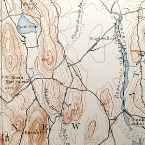 Antique Warwick, Massachusetts 1935 US Geological Survey Topographic ...