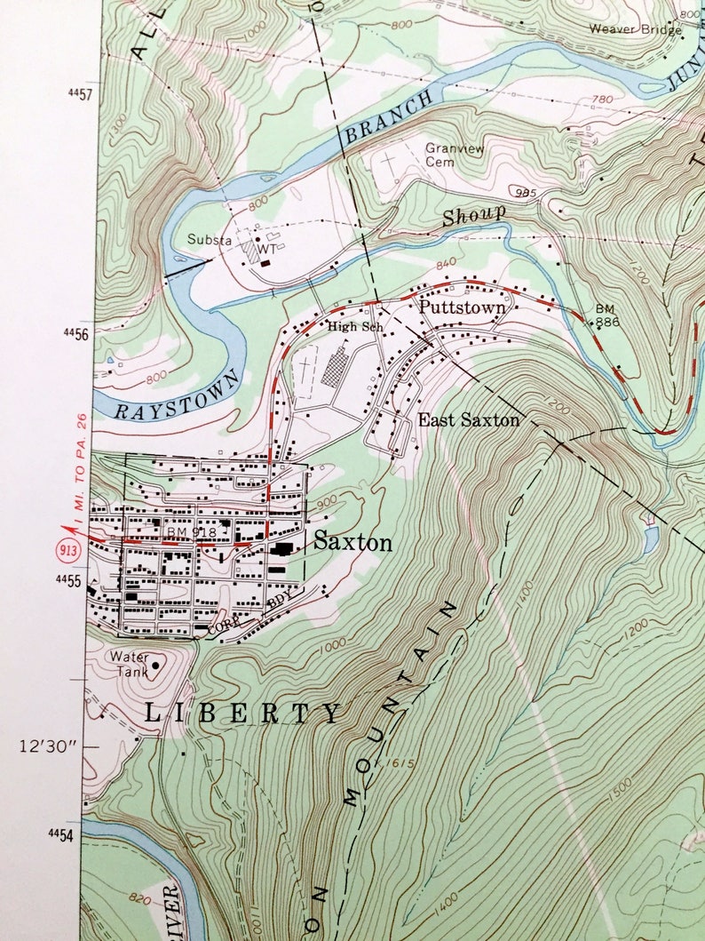 Antique Saxton Pennsylvania 1968 US Geological Survey - Etsy