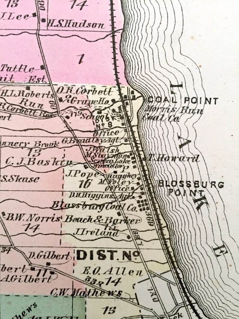 Antique 1874 Reading New York Map From Pomeroy Whitman & Co. | Etsy