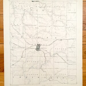 Antique Springfield, Missouri 1886 US Geological Survey Topographic Map ...