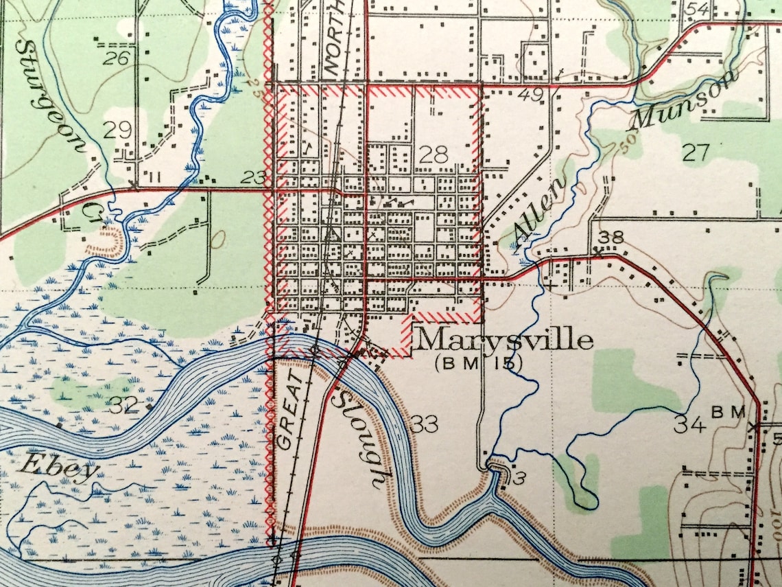 Antique Marysville Washington 1943 US Geological Survey | Etsy