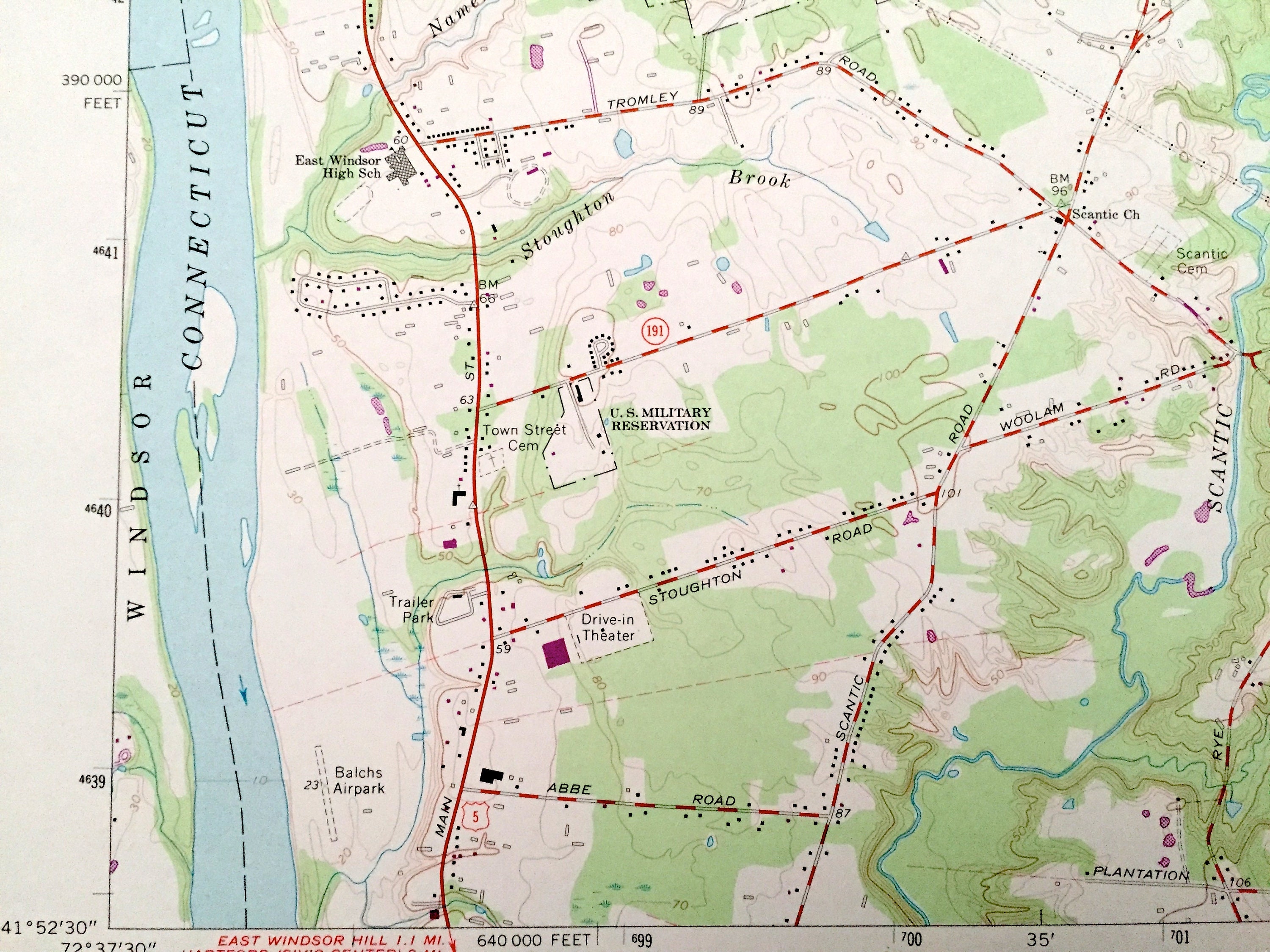 Antique Broad Brook, Connecticut 1964 US Geological Survey Topographic ...