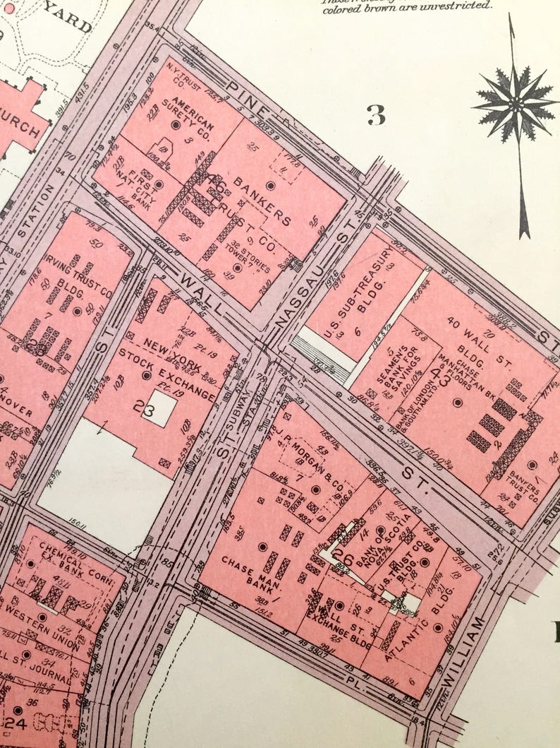 Antique Manhattan, New York Map From Bromley's 1955 Manhattan Land Book ...
