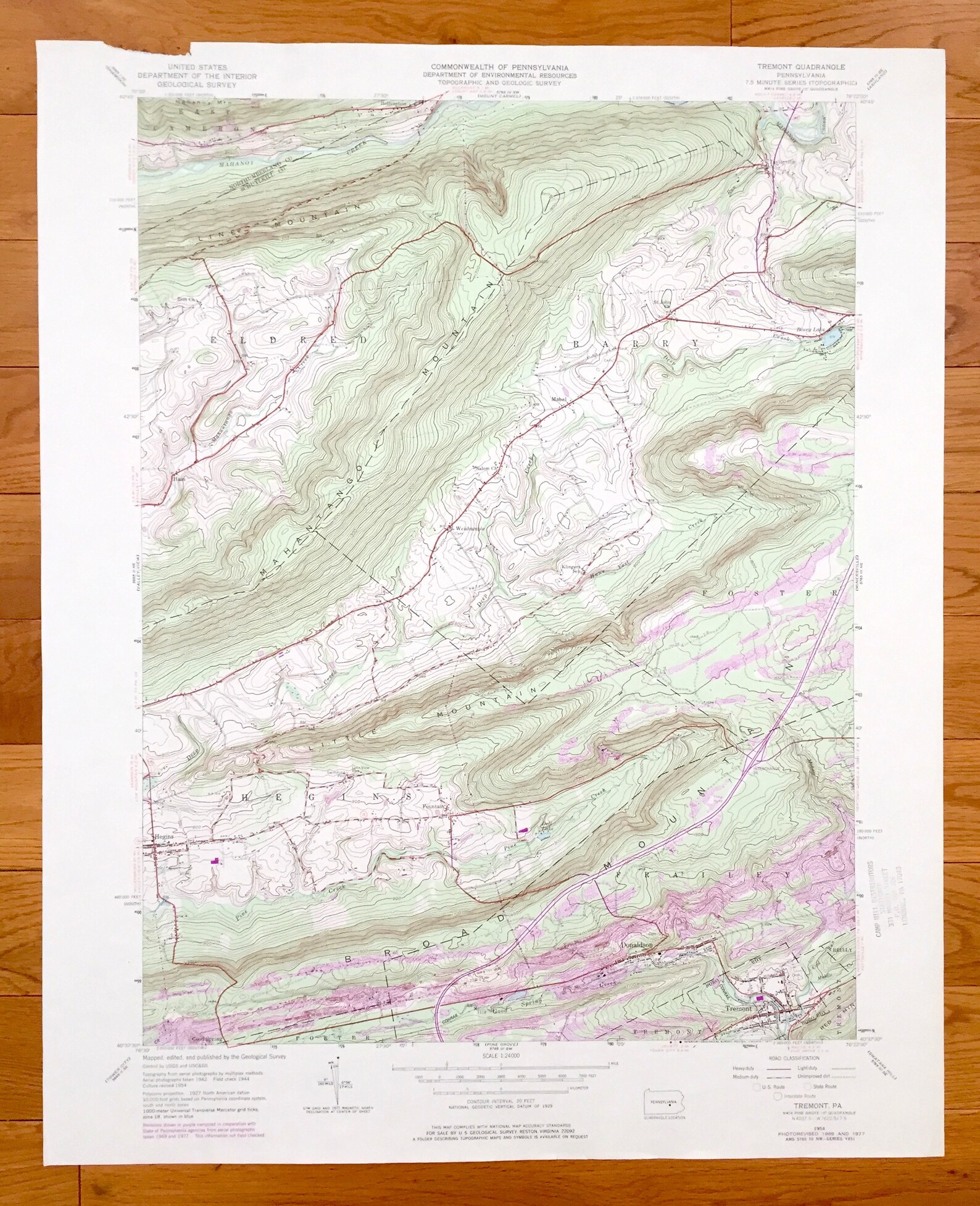 Antique Tremont, Pennsylvania 1954 US Geological Survey Topographic Map ...