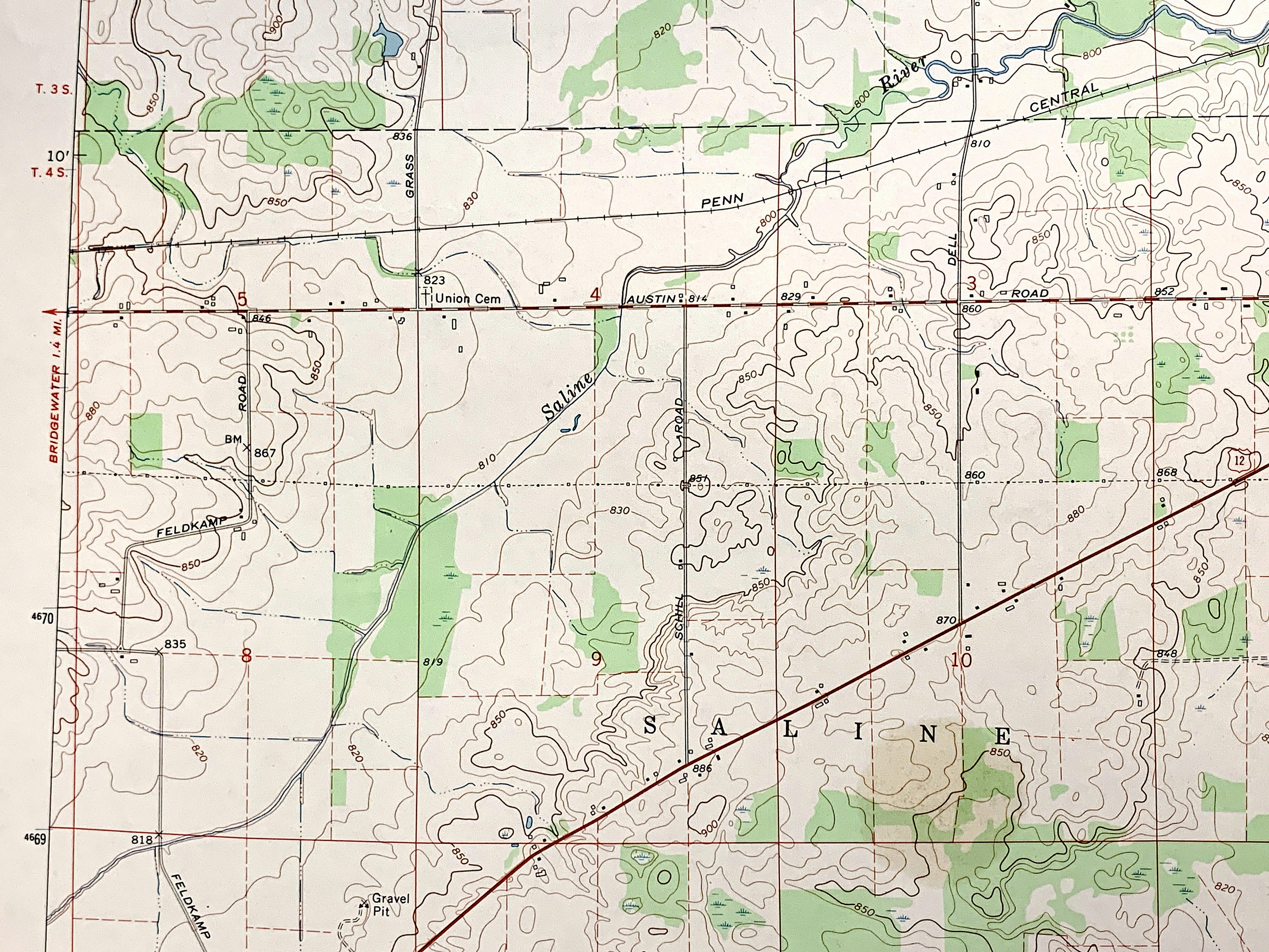 Antique Saline, Michigan 1967 US Geological Survey Topographic Map ...